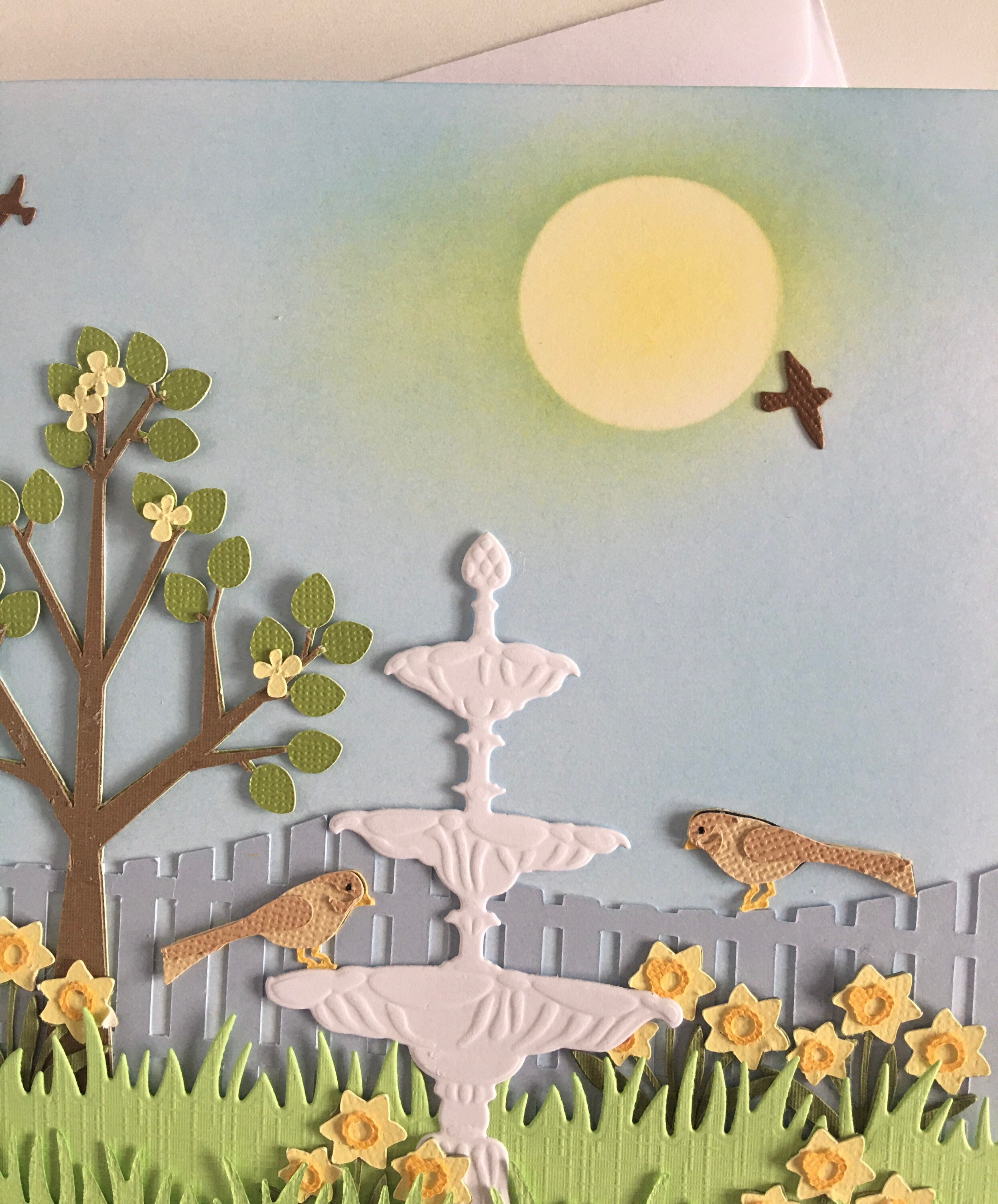 Scenic Bird on Fountain Card for Birthday, Retirement, Get Well ...