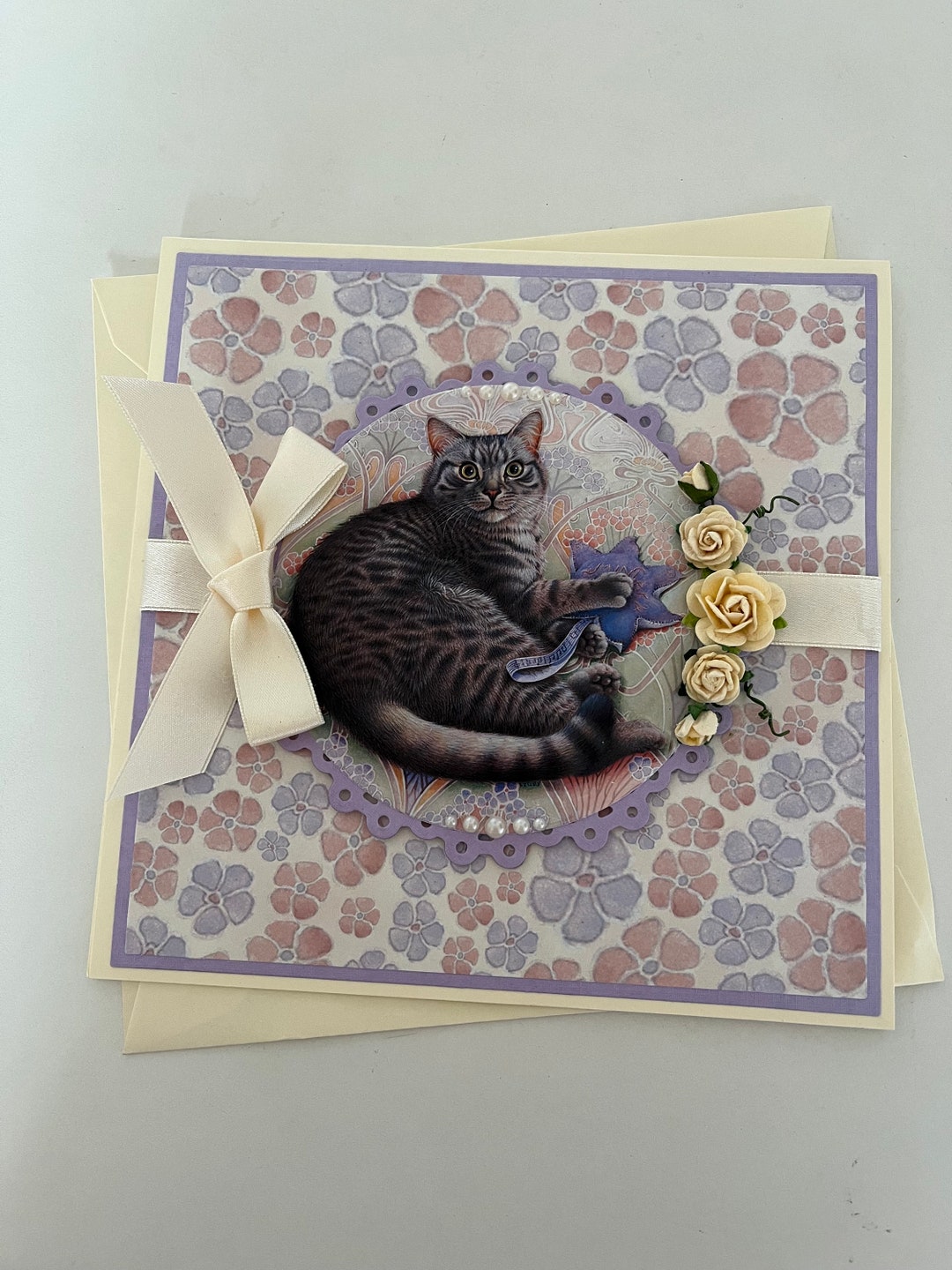 Really Pretty, Tabby Cat Card With Image by Artist Lesley Ann Ivory - Etsy