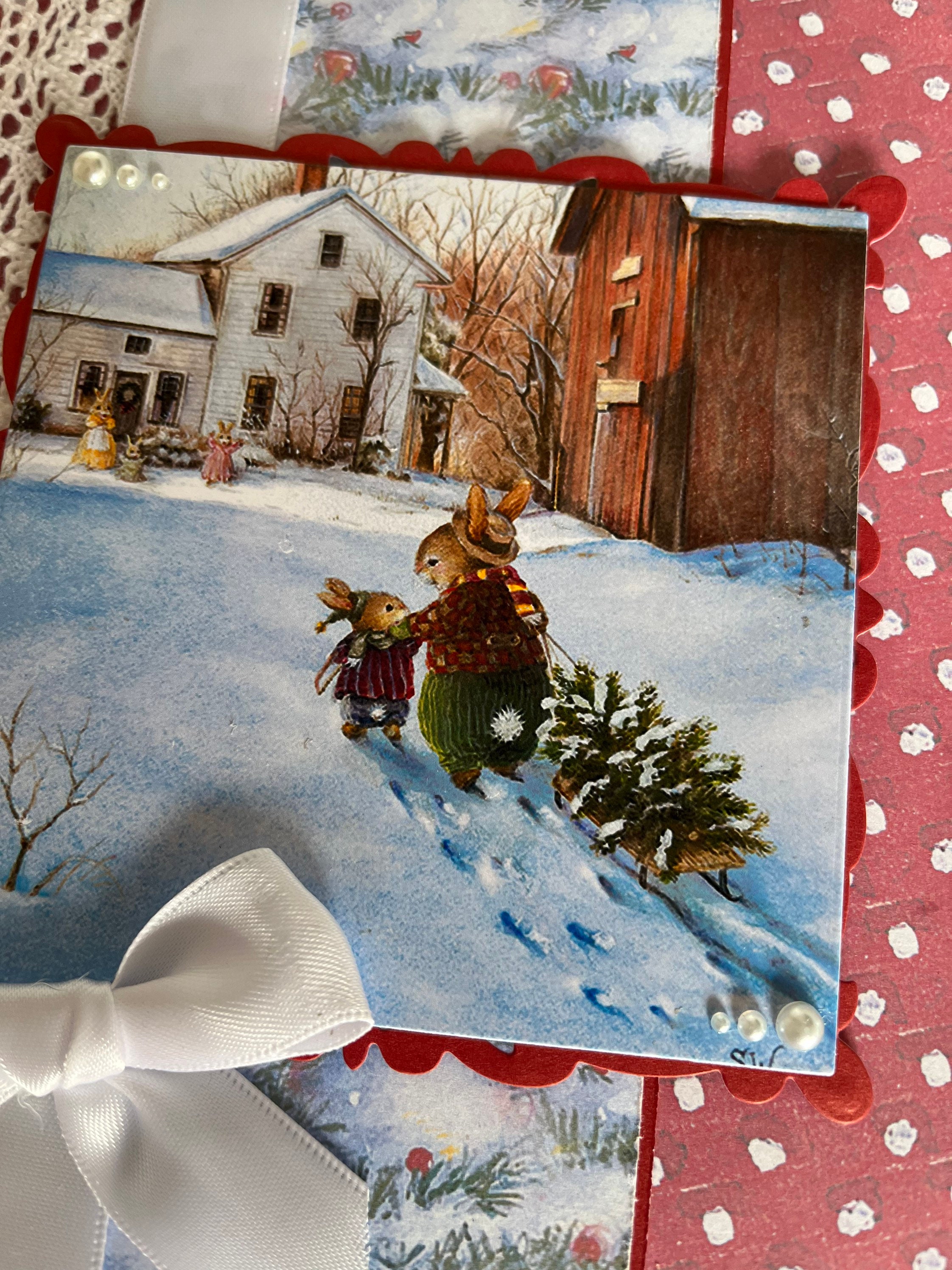 Cute Holly Pond Hill Rabbit Snow Scene Card - Etsy