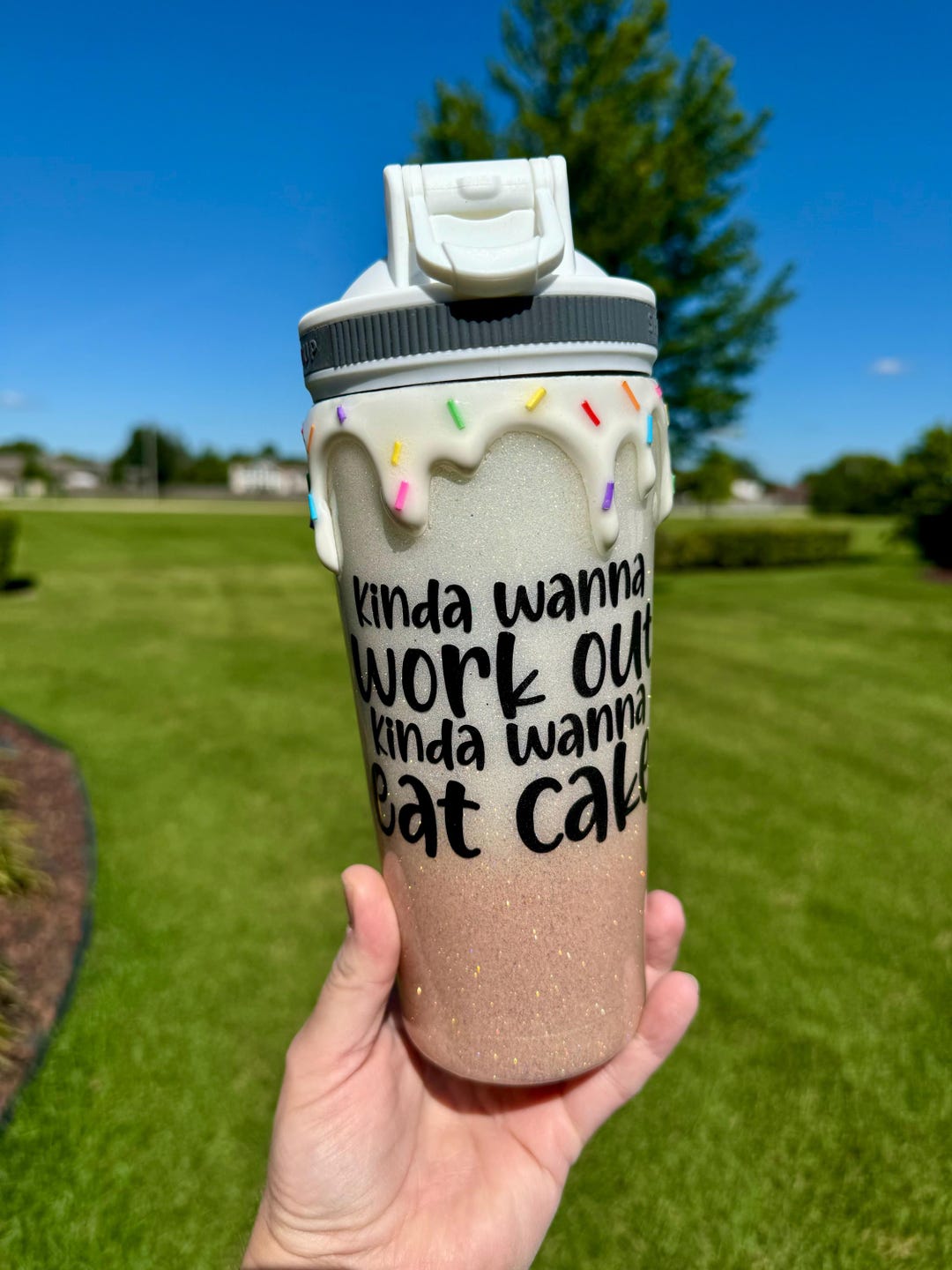 Kinda Wanna Work Out Kinda Wanna Eat Cake Shaker Cup | Gym Shaker Cup ...