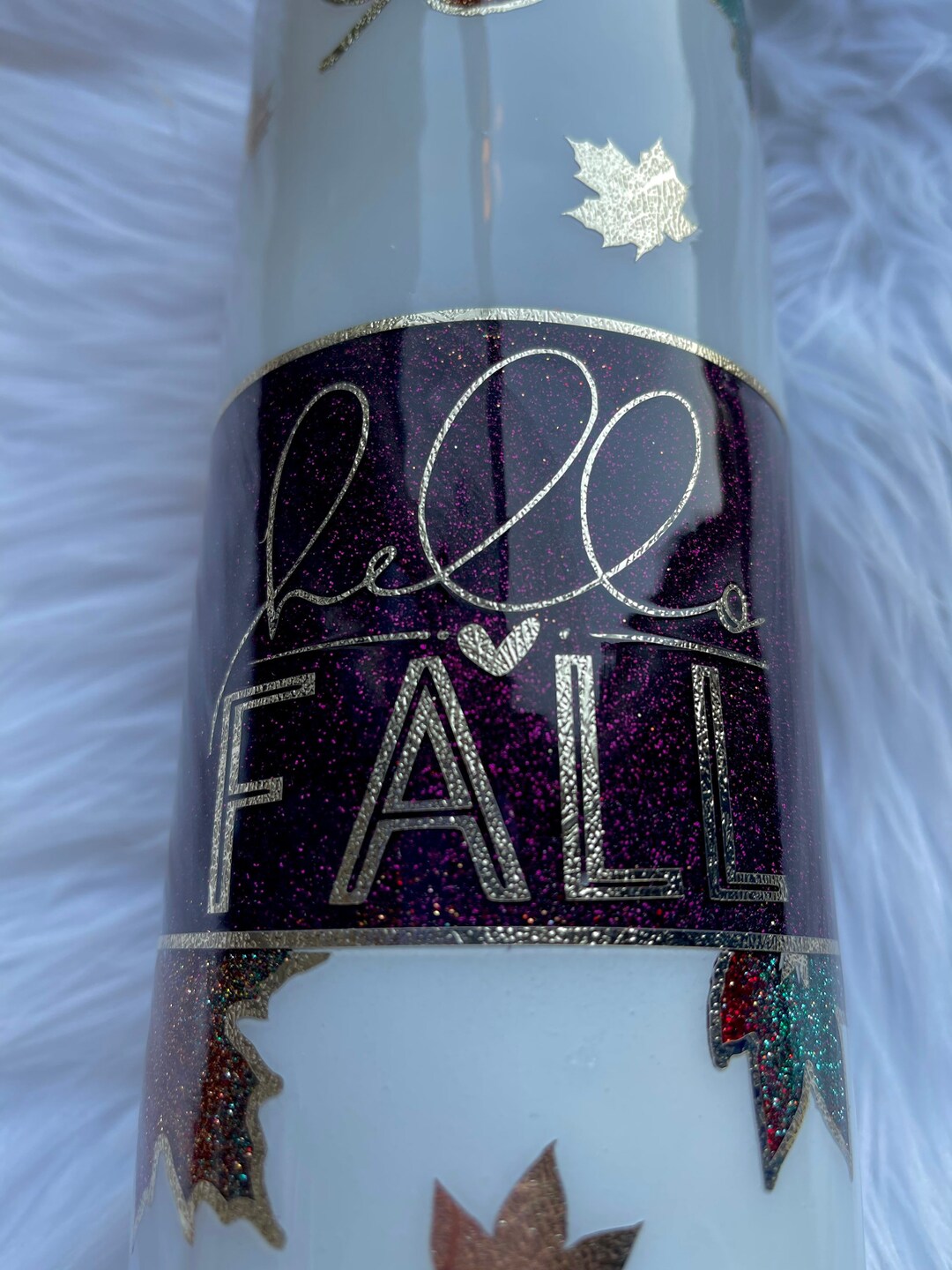Hello Fall Glitter Leaf Tumbler - Etsy