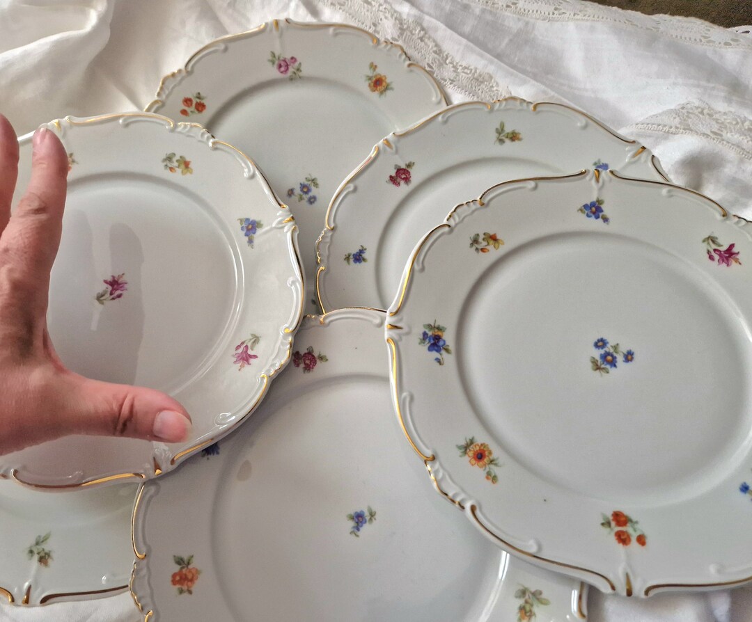 Weimar Germany Porcelain Plate Desert 6 P. Antigue Vintage Plate Flower ...