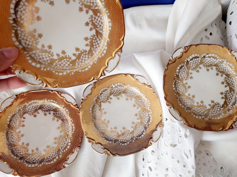 Alka Porcelain Germany 4 Dessert Plate Gold Antique Vintage Porcelain ...