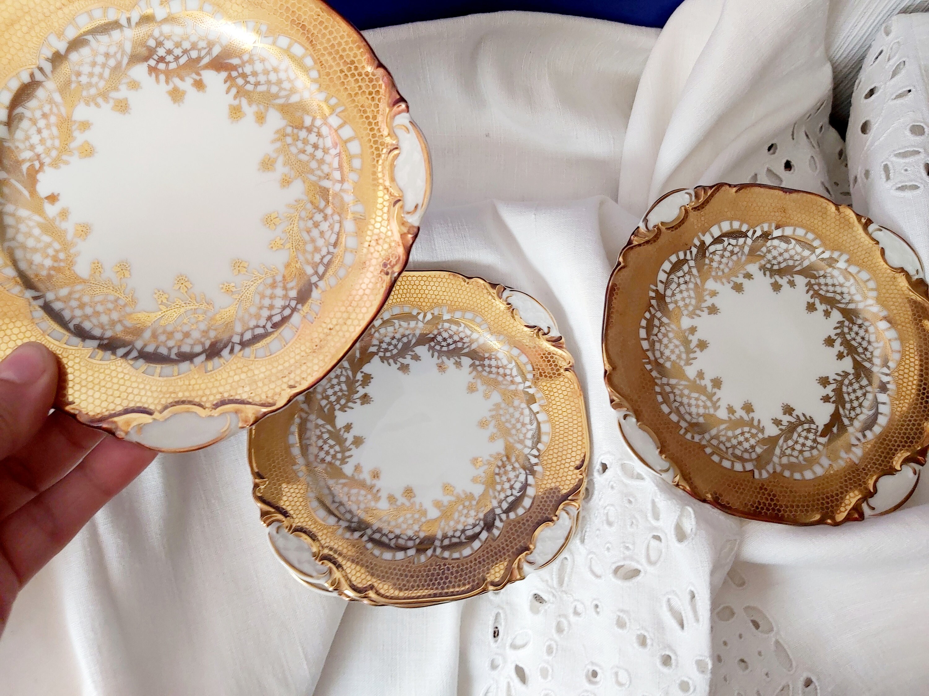 Alka Porcelain Germany 4 Dessert Plate Gold Antique Vintage Porcelain ...
