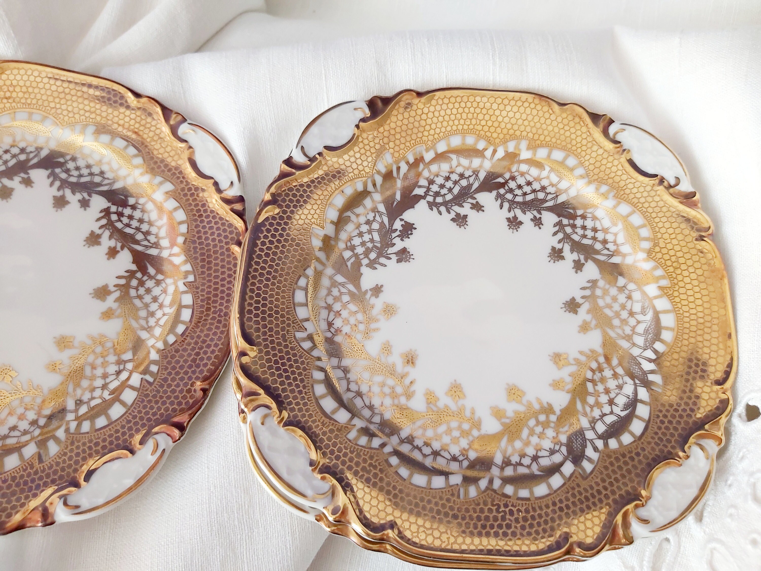 Alka Porcelain Germany 4 Dessert Plate Gold Antique Vintage Porcelain ...