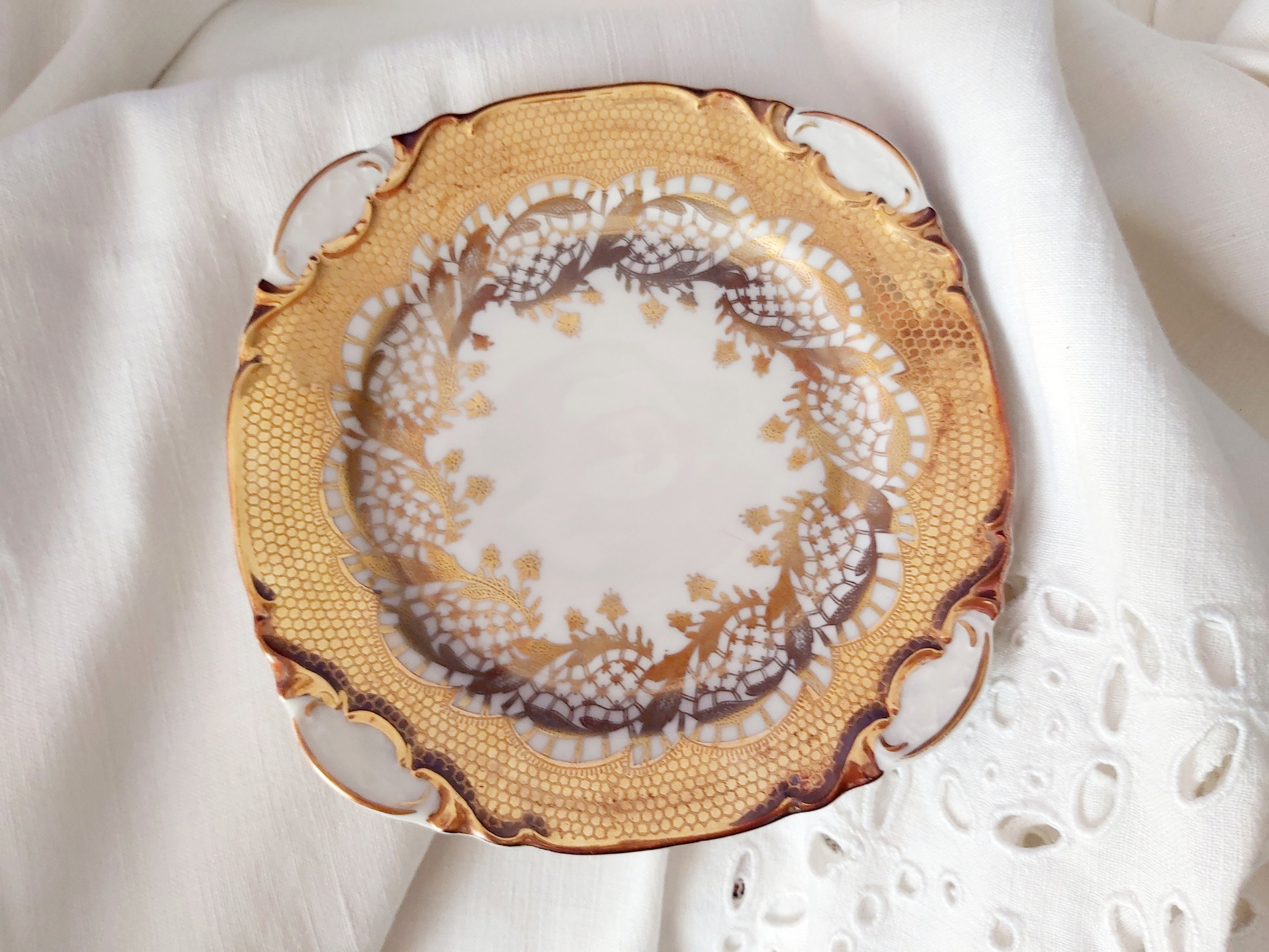 Alka Porcelain Germany 4 Dessert Plate Gold Antique Vintage Porcelain ...
