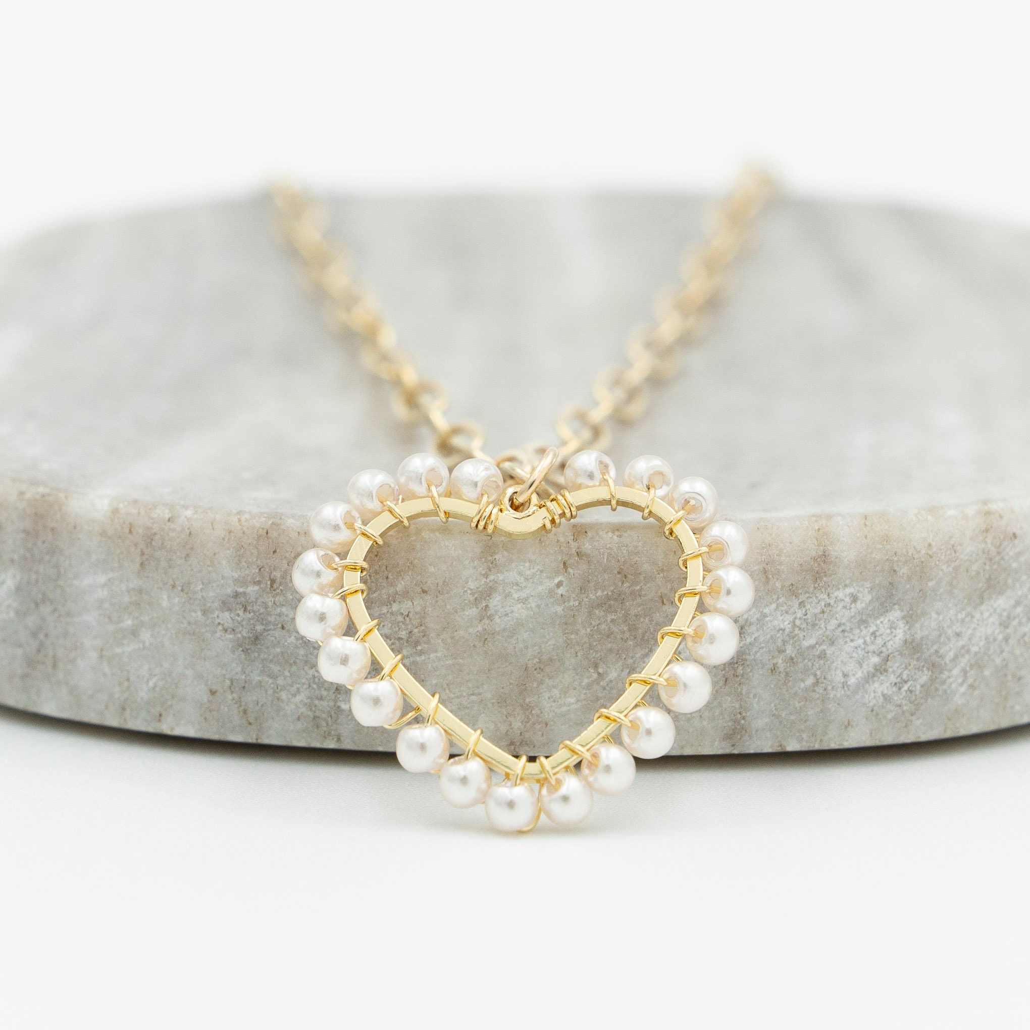 Heart Pendant Necklacepearl Heart Pendantpearl Etsy