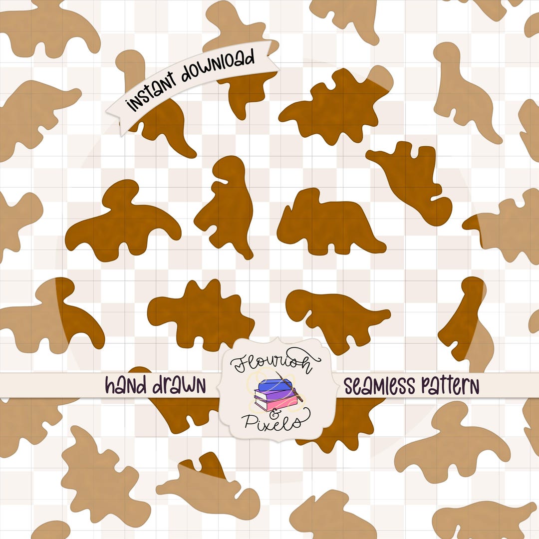 Dino Nugget Digital Paper - Dinosaur Nuggies - Fabric Pattern ...