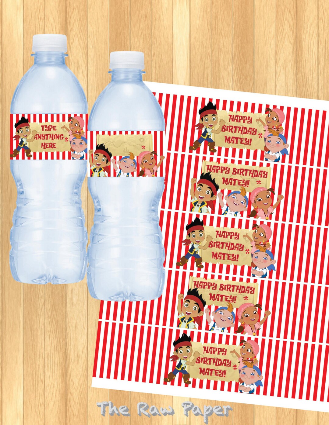 INSTANT DOWNLOAD - EDITABLE Jake and the Neverland Pirates Bottle ...