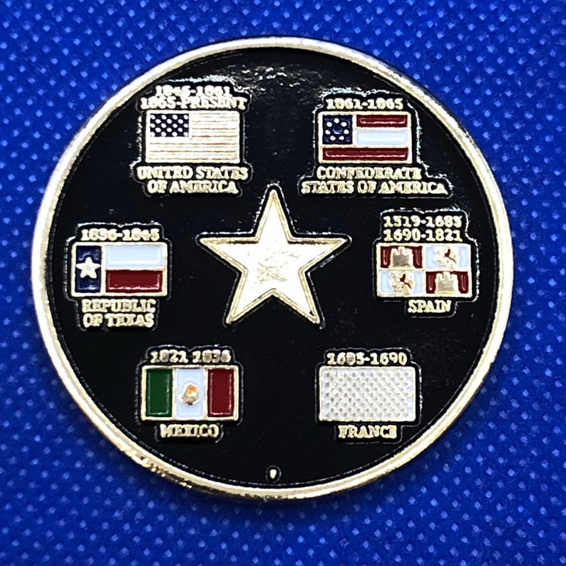 Texas Challenge Coin – Six Flags of Texas, Gold-plated Brass - Etsy