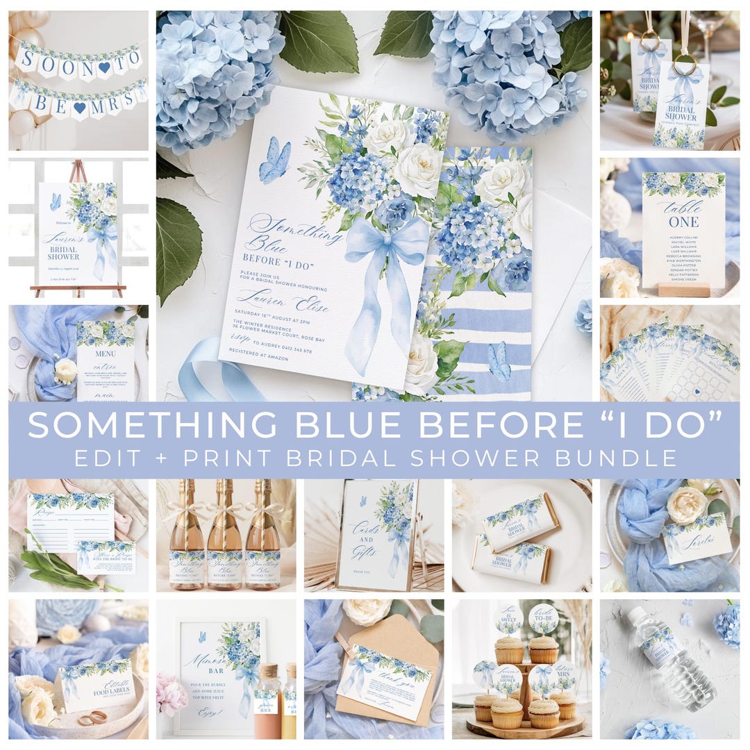 Something Blue Before I Do Bridal Shower Invitation Bundle | Blue ...