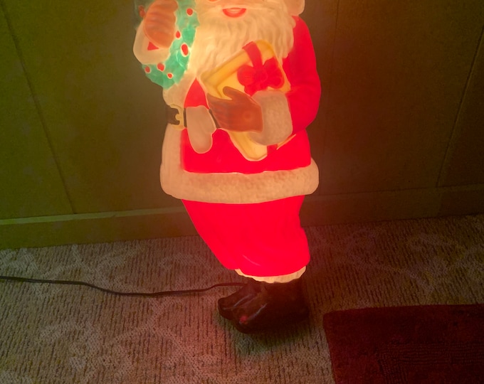 Vintage Santa Light up Blowmold Decoration - Etsy
