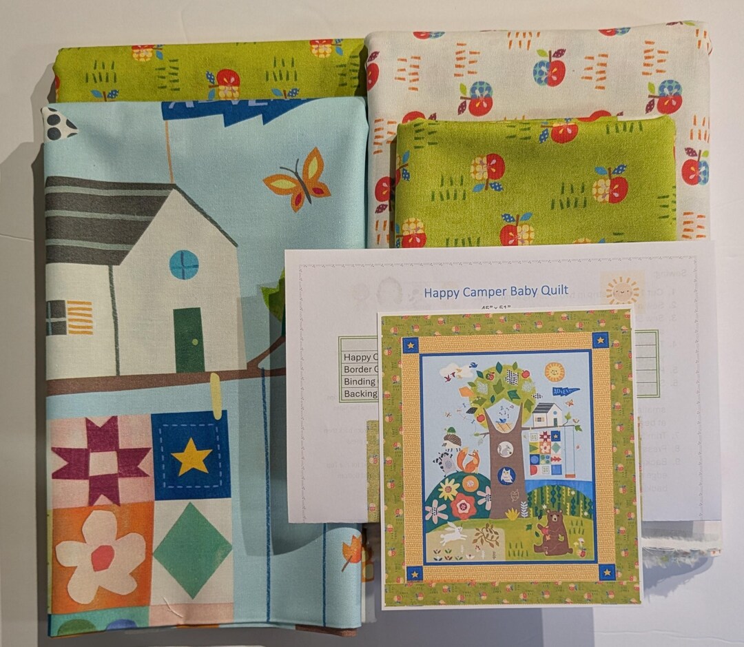 Baby Quilt Kit Quilt Panel Grandma's Treehouse Quilt Cute Animals for ...