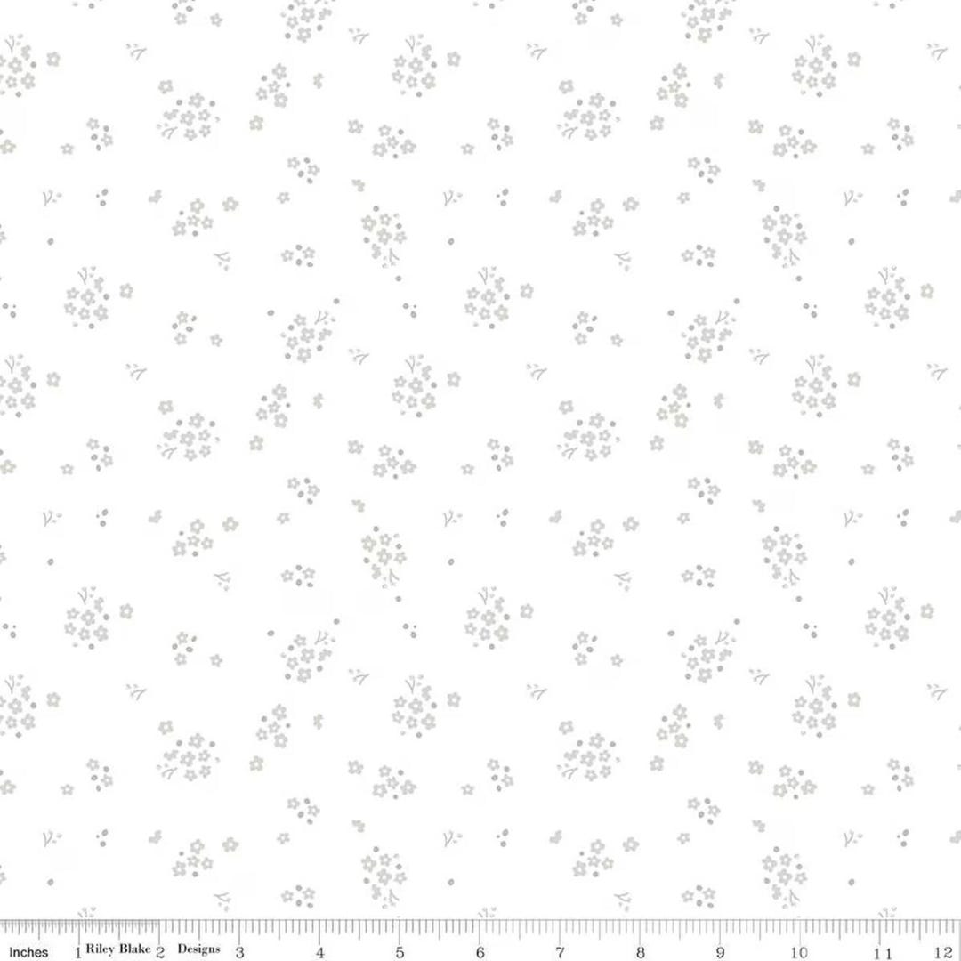 White Cotton Fabric W White Floral Design Lights on 2 Awesome Blossom ...