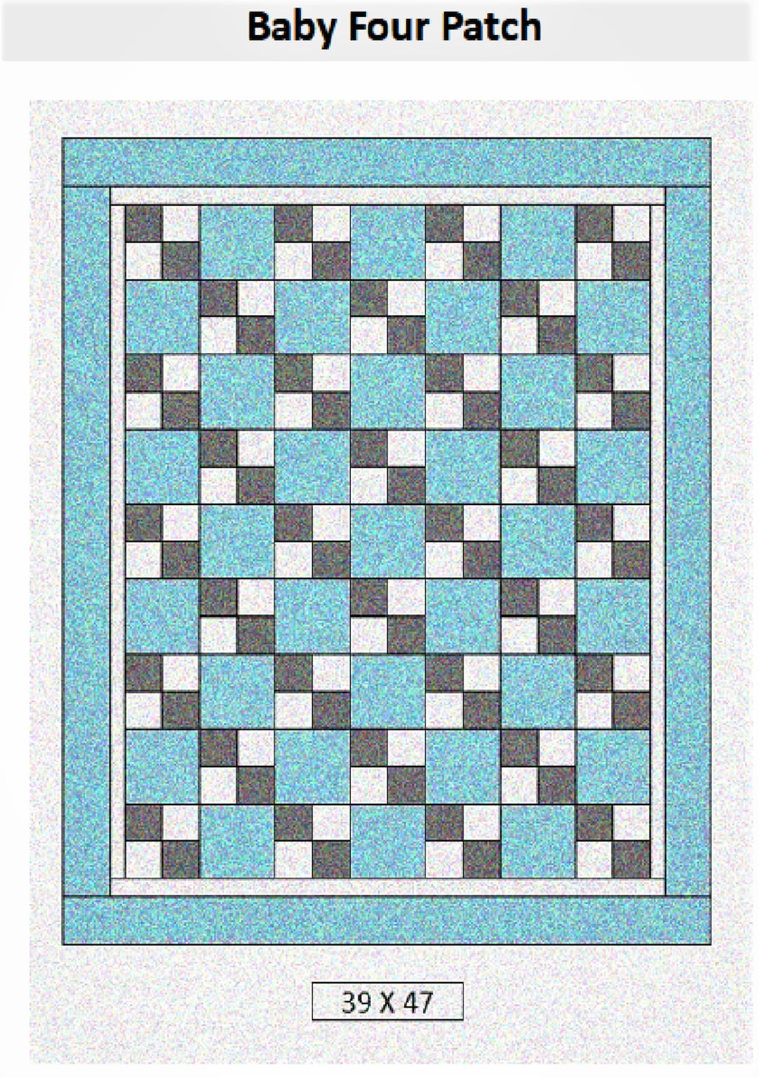 Baby Four Patch Quilt Pattern - PDF or Word Download - Shop Drawn Pattern With Easy Instructions ...