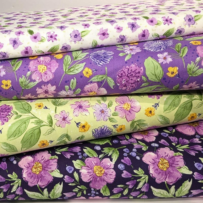 Purple Floral Fabric - Etsy