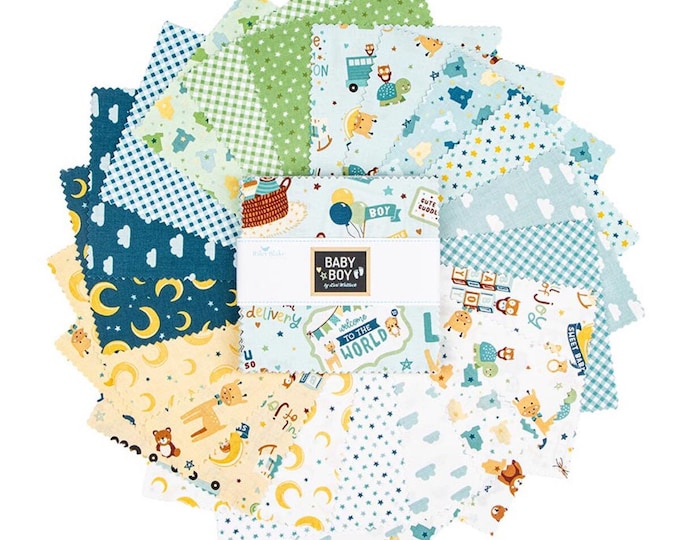 Baby Boy Fabric Bundle: 42 Blue 5" Squares, Riley Blake Cotton - Etsy