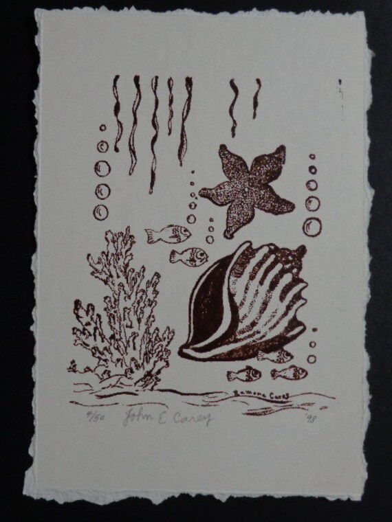 Original Etching Under Sea Ocean Starfish Fish Coral Shell - Etsy