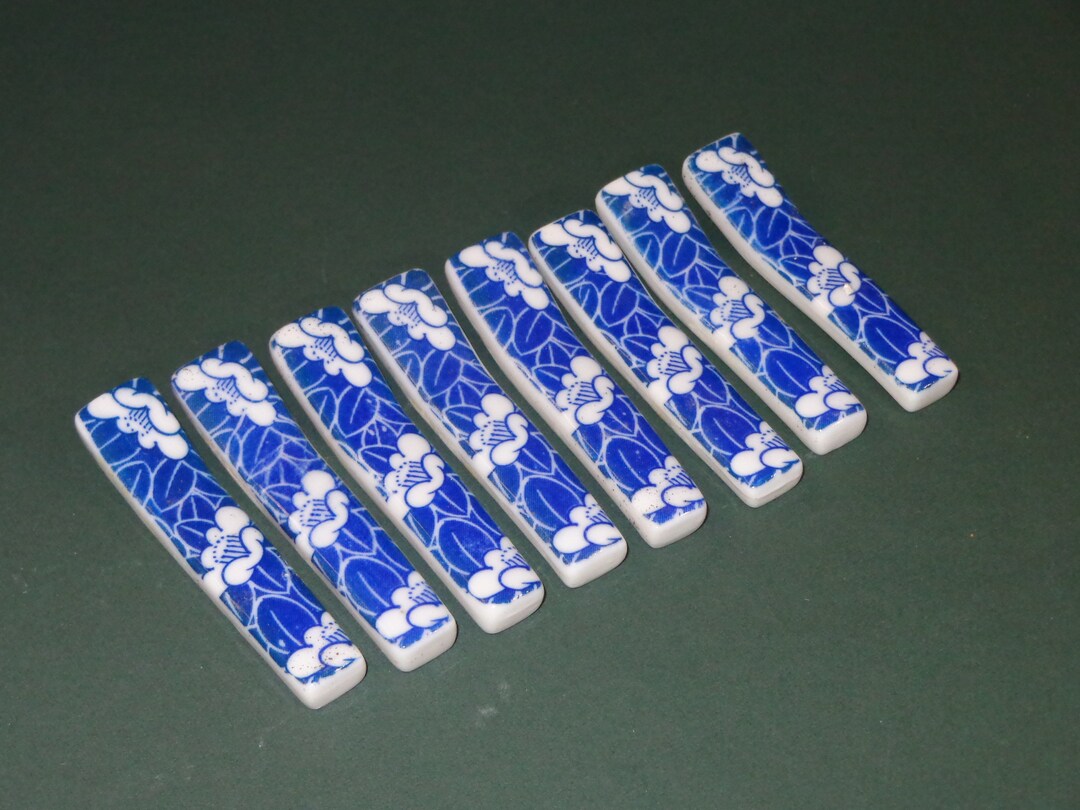 Vintage Set of 8 Japanese Chopstick Rest Porcelain Ceramic Hashioki ...