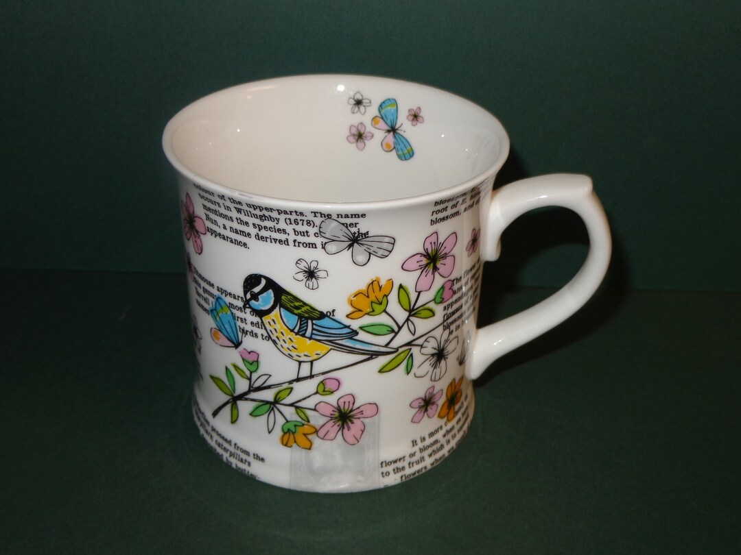 Birds Butterflies Pink, Yellow, White Flowers by Cooksmart Mug Made in ...