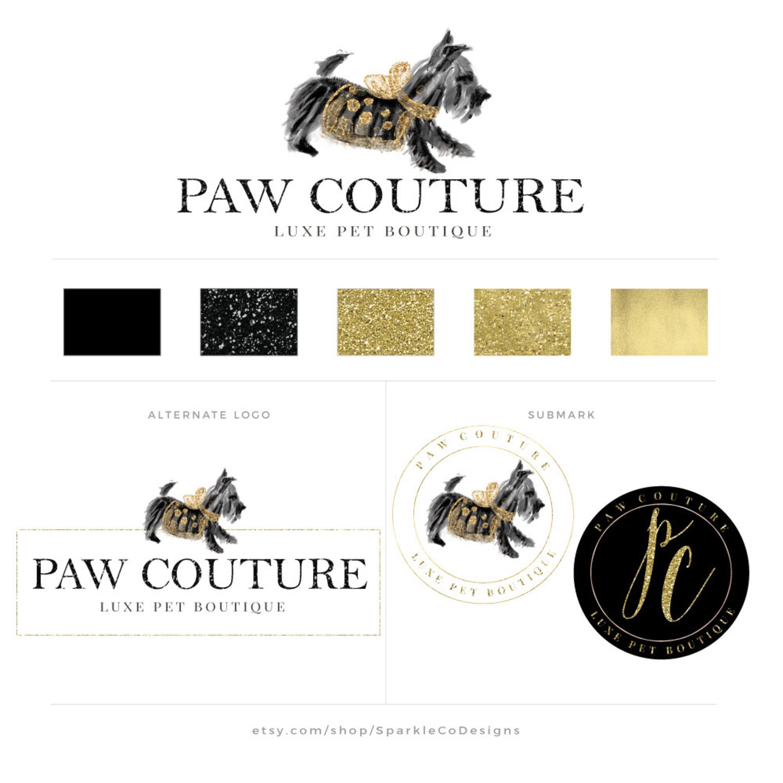 Premium Branding Package, Branding Identity, Premade Logo, Black Logo ...