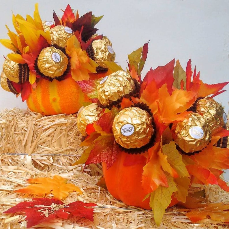Mini Pumpkin With Ferrero Rocher Chocolate Bouquet Gift for - Etsy