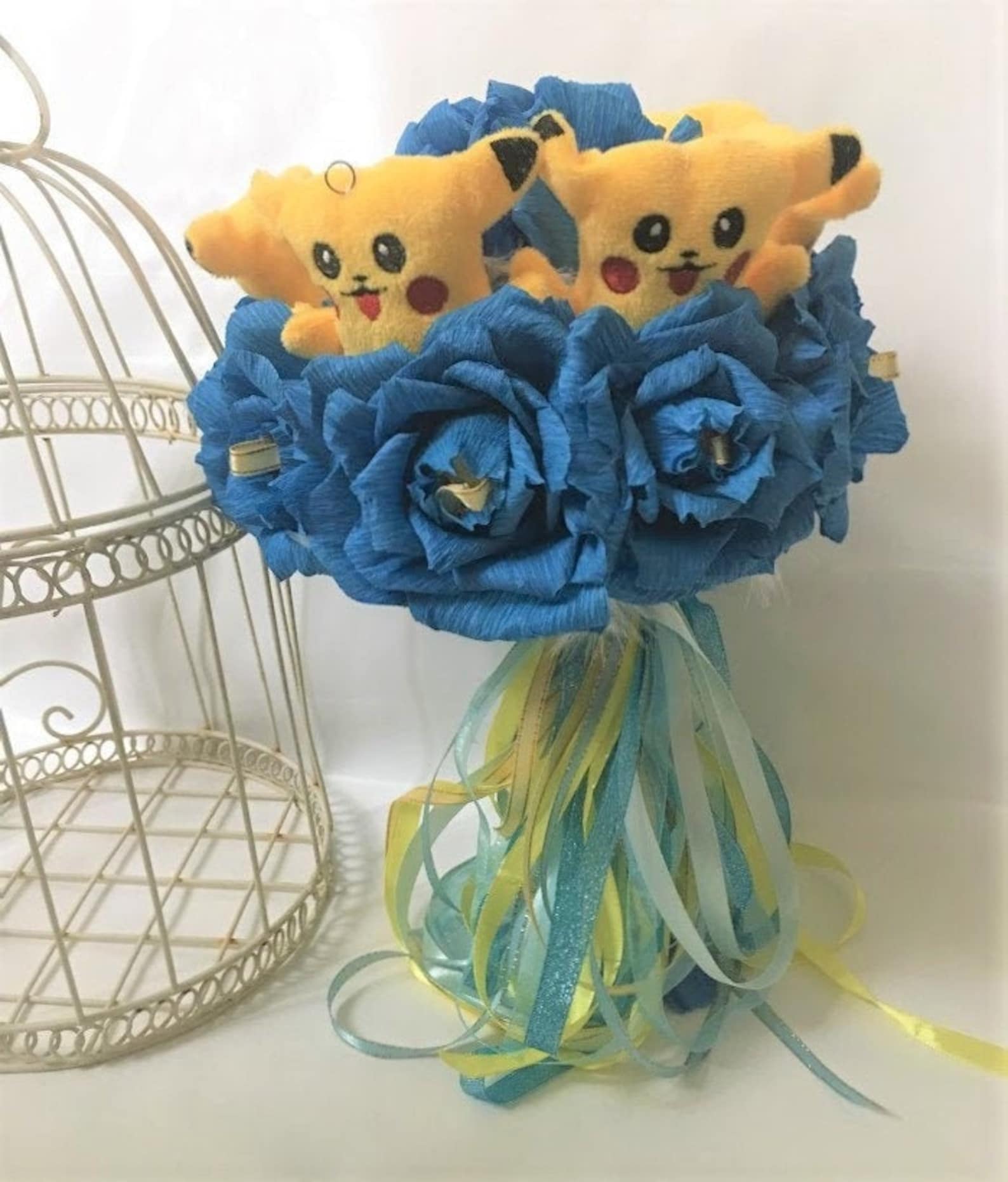 Cute Plush Pikachu Pokemon Bouquet With Ferrero Rocher Candy Bouquet ...