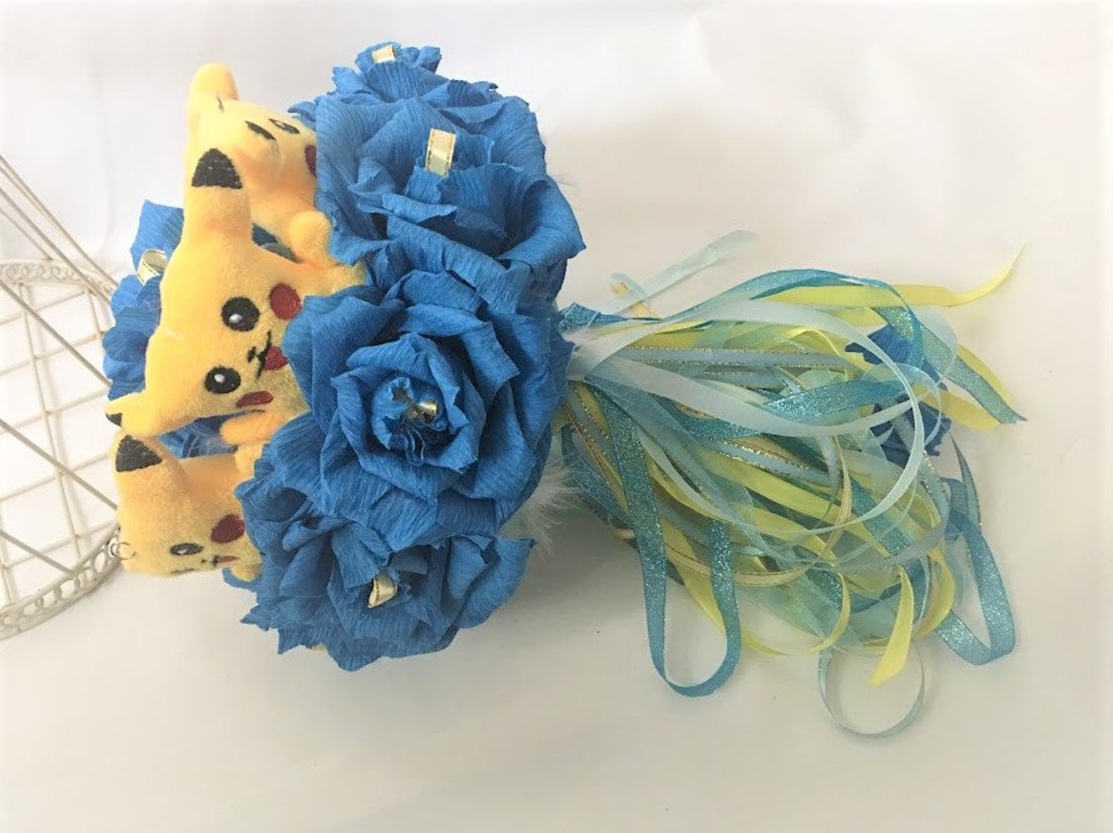 Cute Plush Pikachu Pokemon Bouquet With Ferrero Rocher Candy Bouquet ...