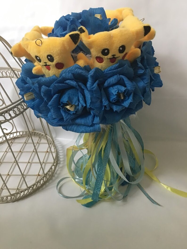 Cute Plush Pikachu Pokemon Bouquet With Ferrero Rocher Candy Bouquet ...