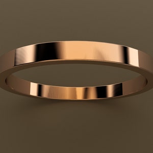 14kt Rose Gold 2 Mm Ladies Flat Pink Wedding Band, Classic Rectangle ...