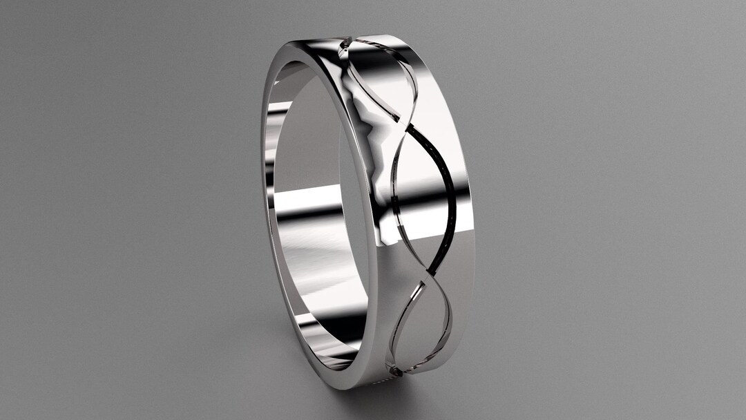 Silver 6mm Mens Infinity Grooved Wedding Band, 925 Sterling Silver Clean Simple Design ...