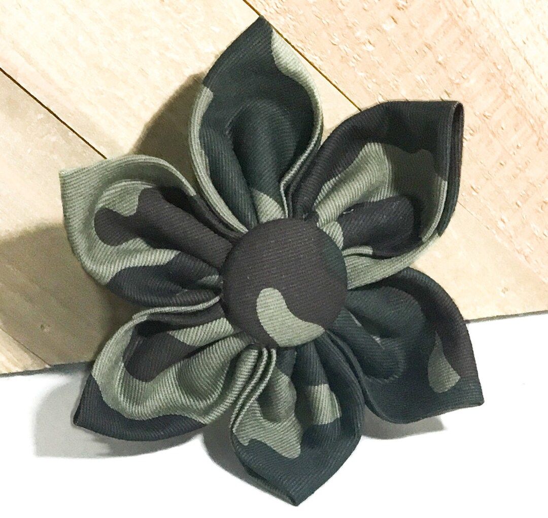 Green and Black Camouflage Army Flower for Dog or Cat Collar ...