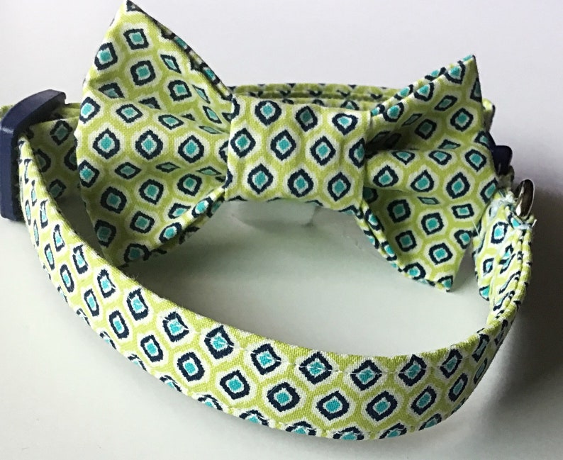 Green and Blue Geometric Diamond Collar with Navy Buckle for | Etsy
