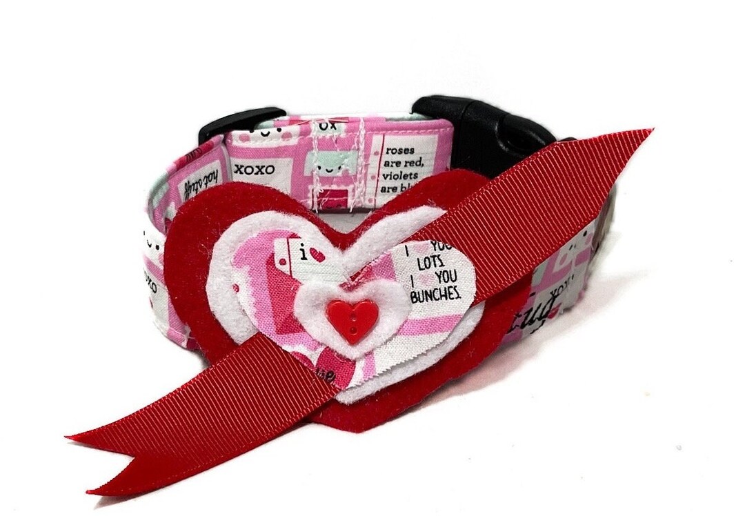 Valentine Cards Collar & Heart Set for Dogs or Cats- Valentines Day ...