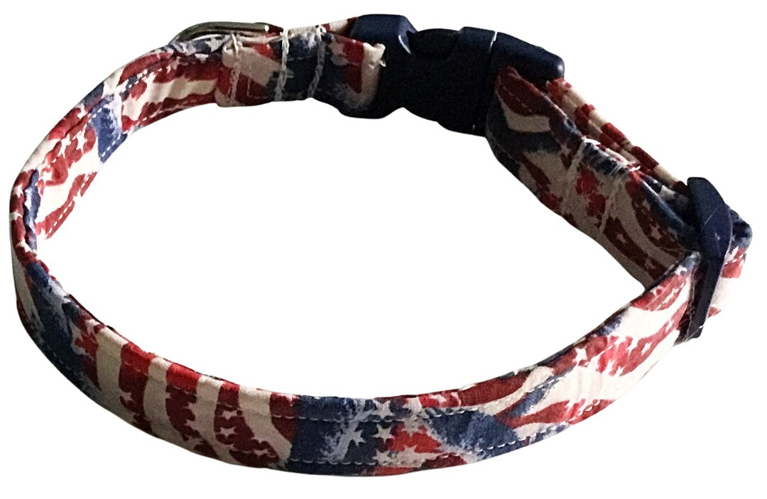 Patriotic Flag Collar With Stars, Stripes, and Eagles for Dogs and Cats ...