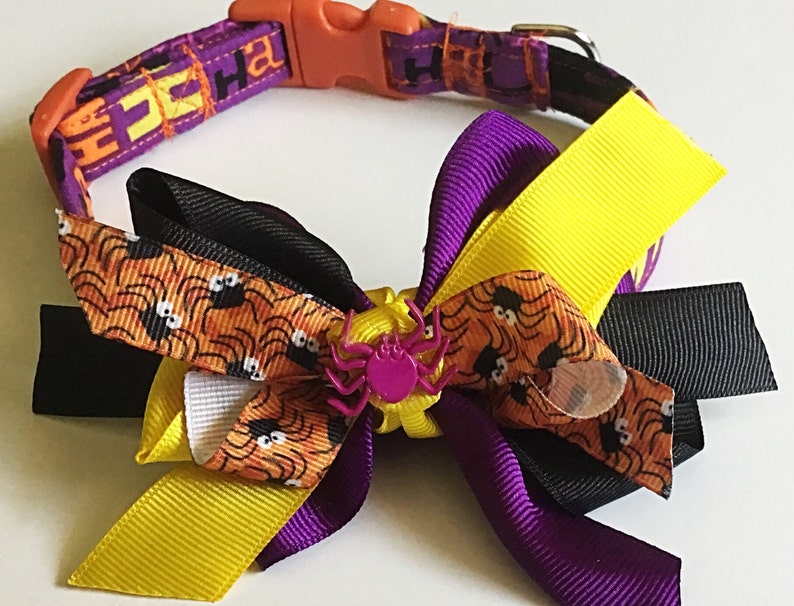 Purple Halloween Collar With Matching Bow for All Dogs and - Etsy