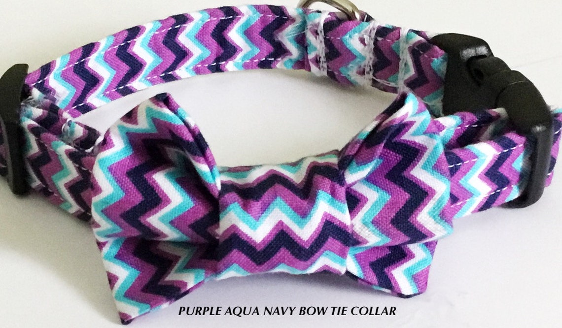 Purple & Navy Zigzag Chevron Collars // Adjustable Buckled or ...