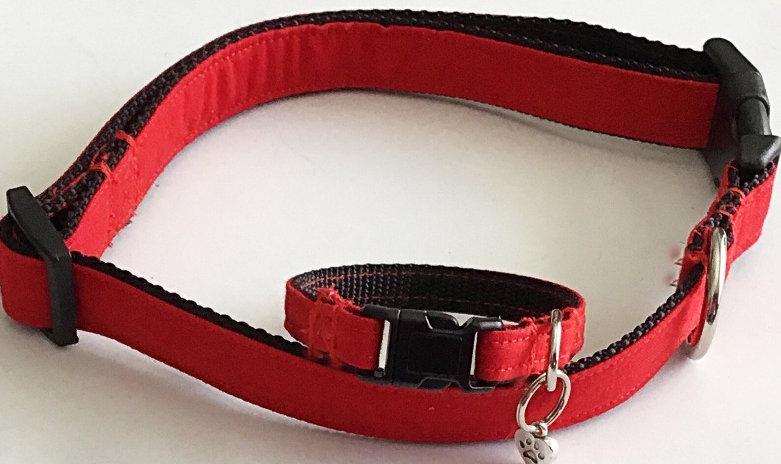Red & Black Dog and Cat Collar With Matching Friendship - Etsy