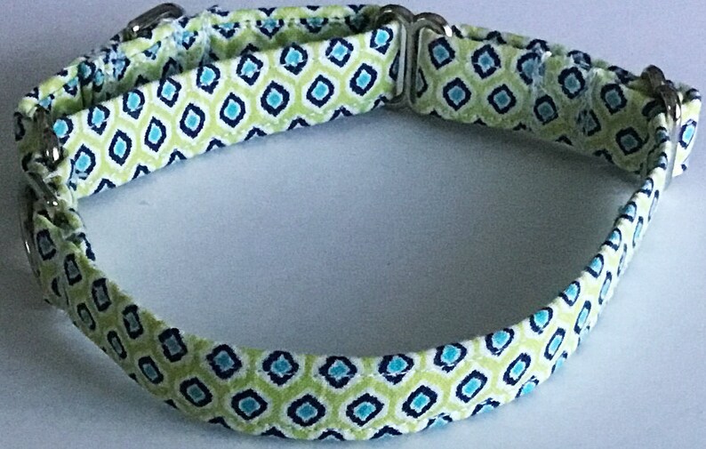 Green and Blue Geometric Diamond Collar with Navy Buckle for | Etsy
