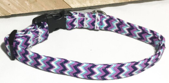 Purple & Navy Zigzag Chevron Collars // Adjustable Buckled or - Etsy