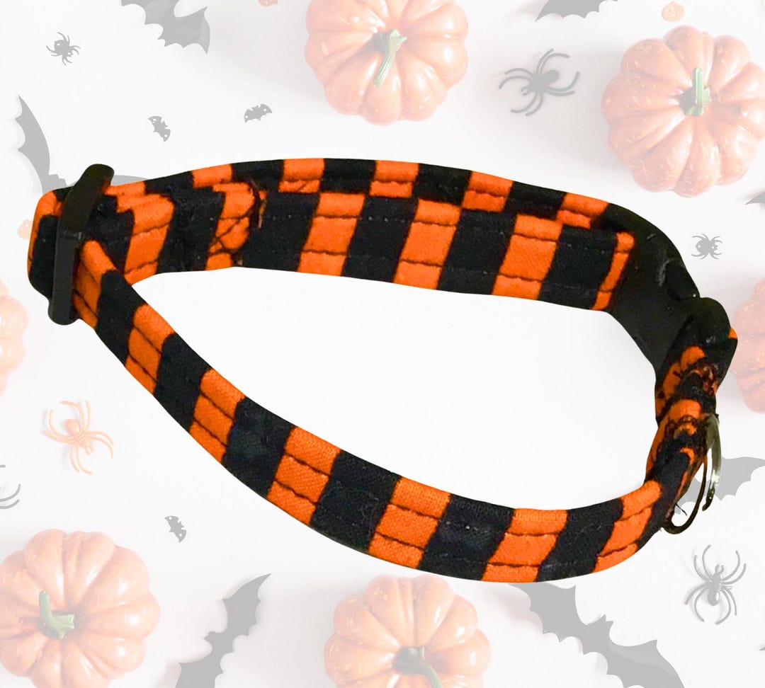 Orange and Black Halloween Collar With Stripes for Dogs and Cats ...