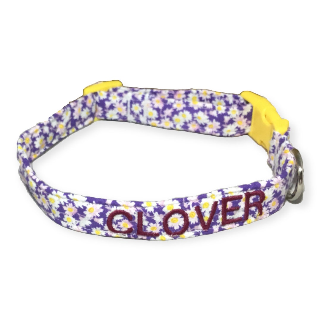 Personalized Daisy Collar for Dogs and Cats - Name on Collar- Purple ...