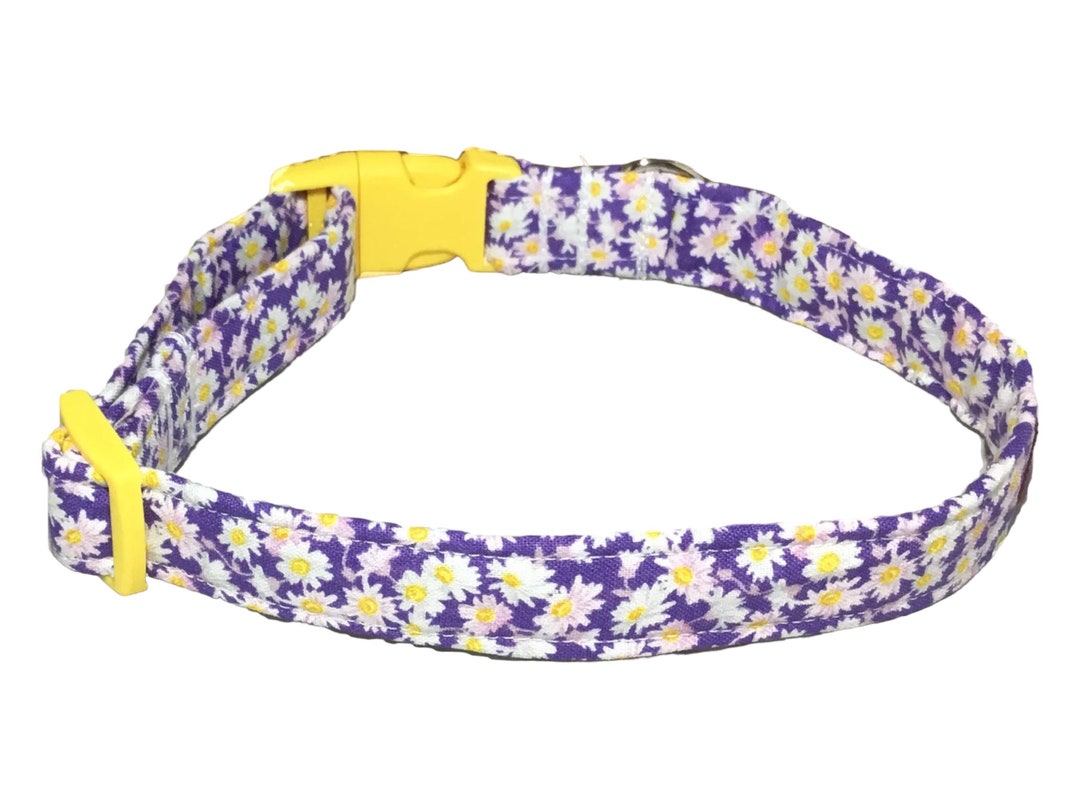 Purple Daisy Collar With Yellow Buckle for Dogs or Cats- Summer Floral ...