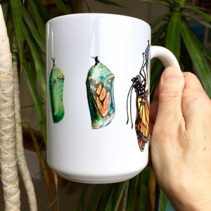 Monarch Butterfly Ceramic Mug, Monarch Metamorphosis Coffee Mug, 15 Oz ...