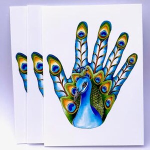 Peacock Greeting Card, Peacock Handprint Design - Etsy