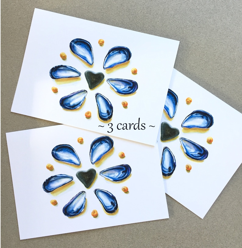 Shell Art Print Maine Mussel Shells Heart-shaped Beach Stone - Etsy