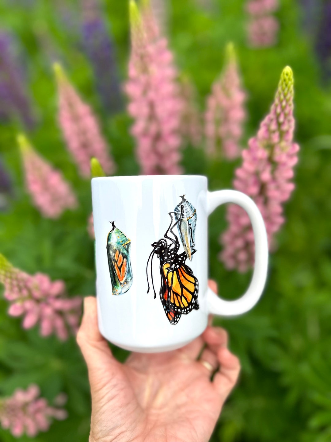 Monarch Butterfly Ceramic Mug, Monarch Metamorphosis Coffee Mug, 15 Oz ...