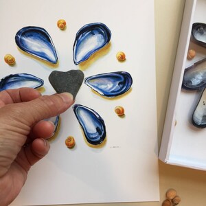 Shell Art Print Maine Mussel Shells Heart-shaped Beach Stone - Etsy