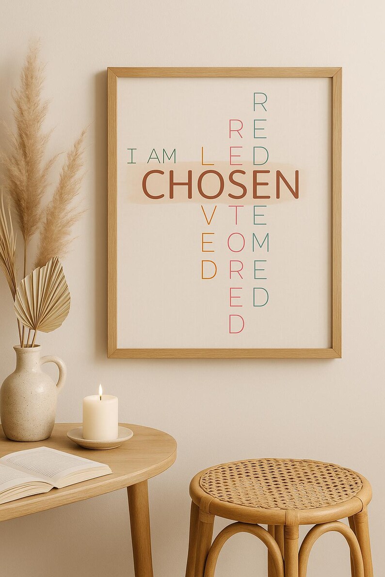 I Am Chosen Christian Wall Art | Faith-based Typography Print ...