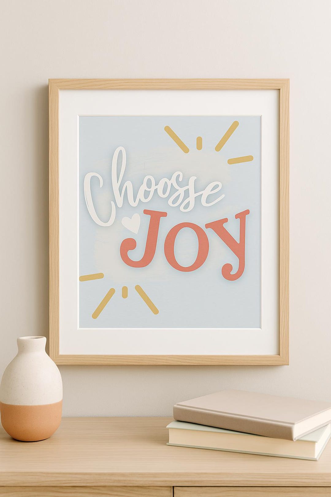 Choose Joy Printable Wall Art – Blue & Yellow Digital Download | Modern ...